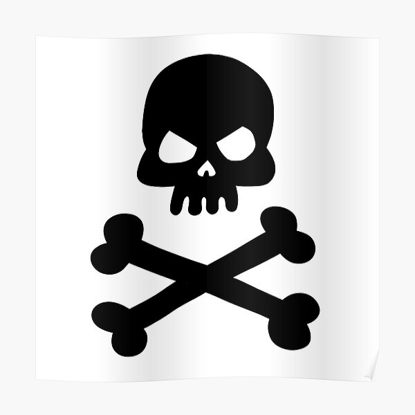 "Black and white simpel skull and bones pirate Jolly Roger logo. Black ...
