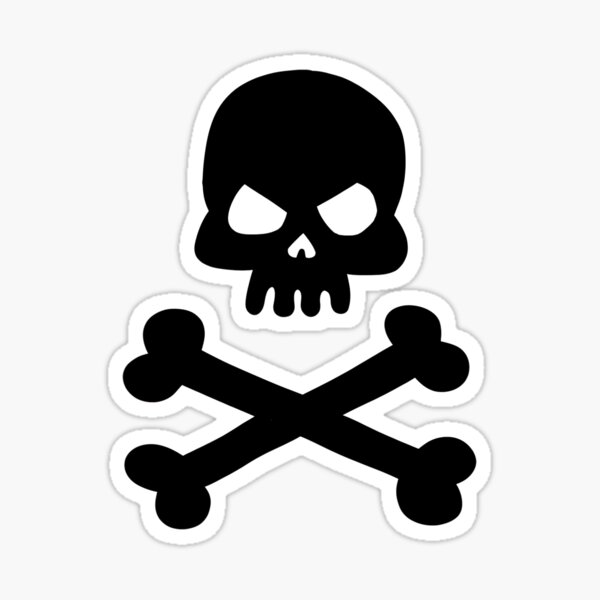 "Black and white simpel skull and bones pirate Jolly Roger logo. Black ...