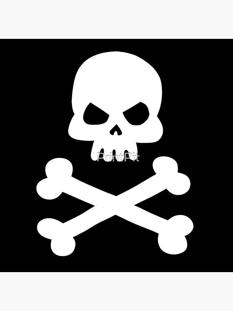 "Black and white simpel skull and bones pirate Jolly Roger logo. White ...