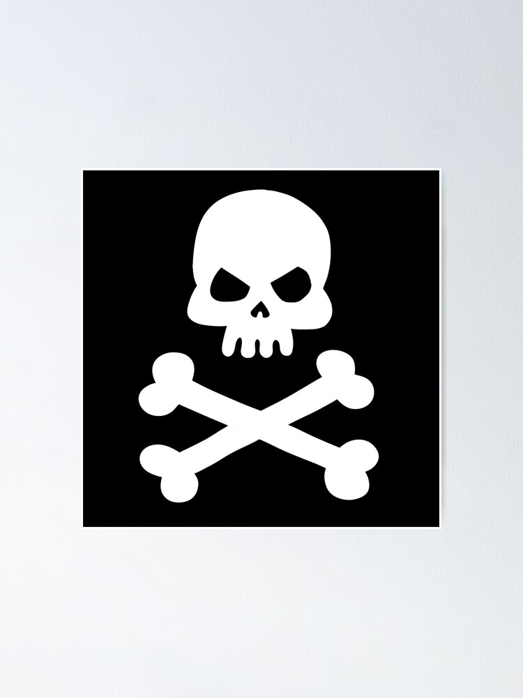 "Schwarz-Weiß-Simpel-Jolly-Roger-Logo mit Schädel und Knochen. Weiß ...
