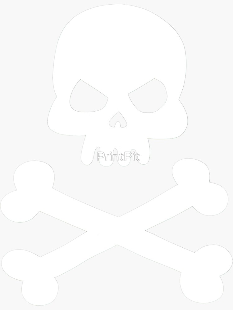 "Black and white simpel skull and bones pirate Jolly Roger logo. White ...