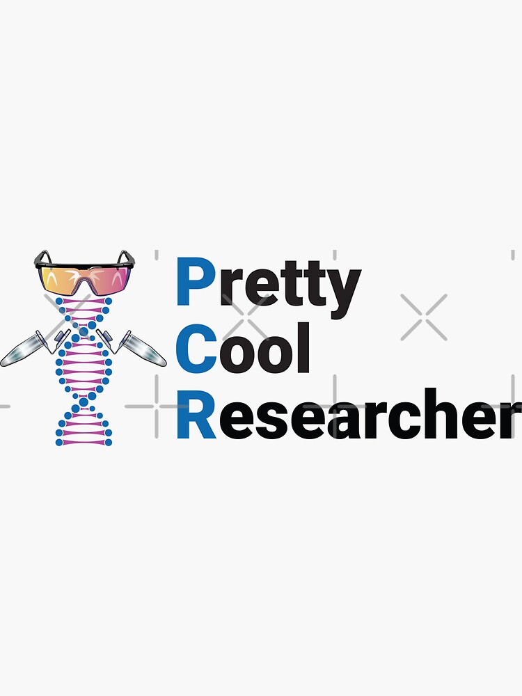 "PCR Pretty Cool Researcher Funny Character Logo" Sticker for Sale by ...