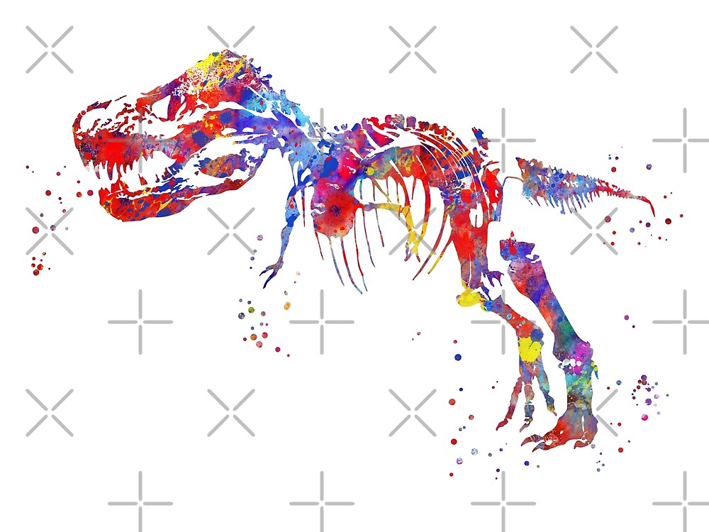 "T Rex, Dinosaur, watercolor T Rex, T rex skeleton" by Rosaliartbook ...