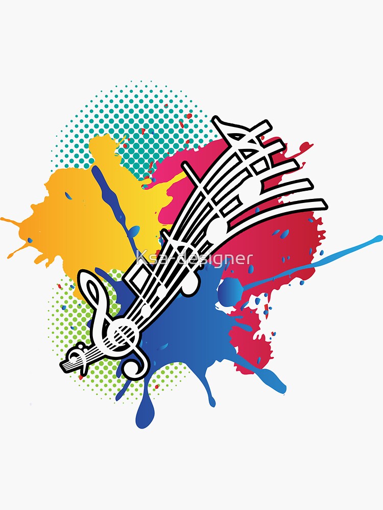 "Musical notes on colored spots" Sticker for Sale by Ksa-designer ...