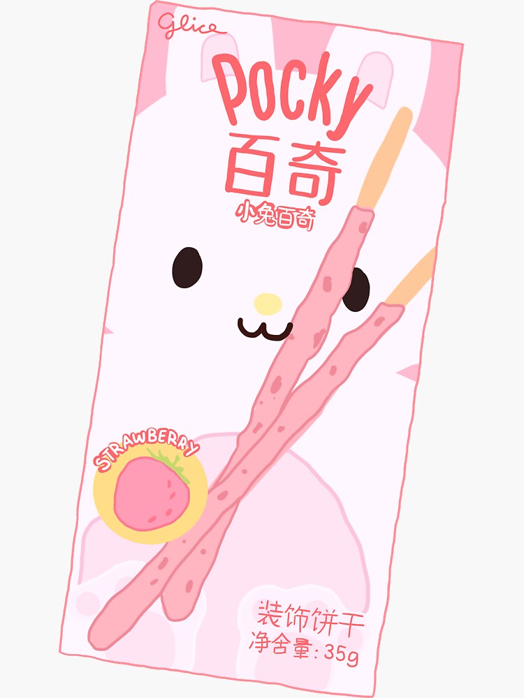 "Strawberry Pink Bunny Pocky " Sticker for Sale by algueeb | Redbubble