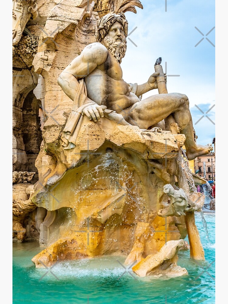 Lámina fotográfica «Roma, Italia. Dios del río Ganges que representa a ...