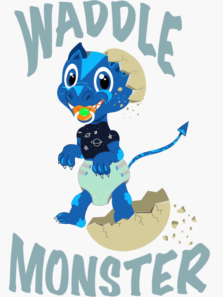 "Waddle Monster Dinosaur" Sticker for Sale by Babysaurusboy | Redbubble