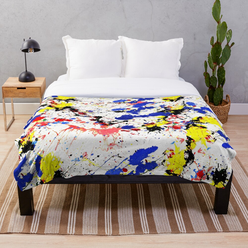 "Paint Splatter Blues " Throw Blanket for Sale by Gravityx9 | Redbubble
