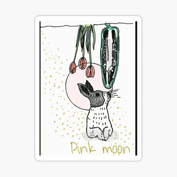 "Pink moon" Sticker for Sale by Birdbonetattoo | Redbubble