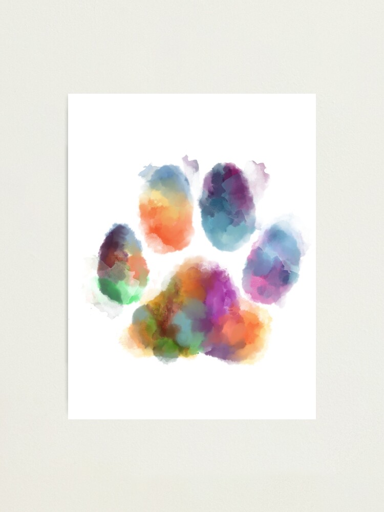 "Colorful Dog Paw Print Pink Blue Abstract Animal Lover Gifts ...