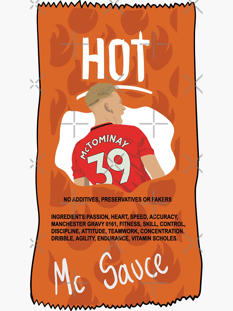 "Scott McTominay Hot Sauce McSauce MUFC" Sticker by Hevding | Redbubble