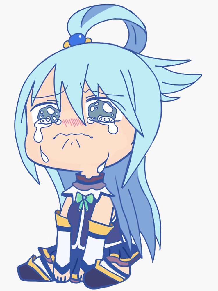 "Cute Crying Aqua from Konosuba" Sticker for Sale by amberlynnkoch ...