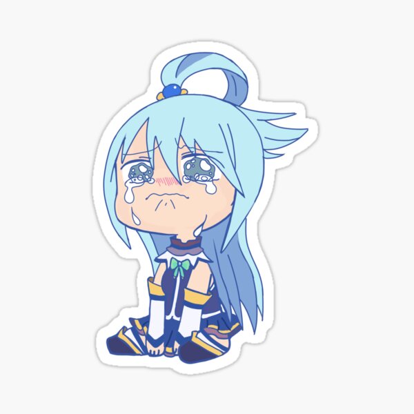 "Cute Crying Aqua from Konosuba" Sticker for Sale by amberlynnkoch ...