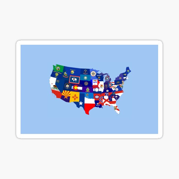 "usa states flag map" Sticker for Sale by tony4urban | Redbubble