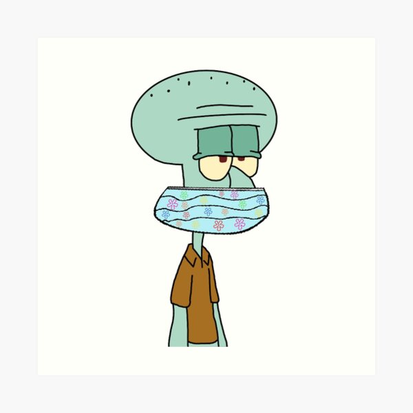 "Mask Wearing Squidward" Art Print for Sale by roccodicosmo | Redbubble