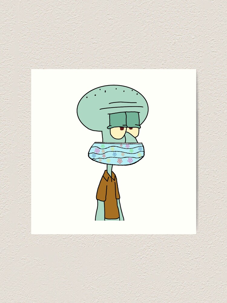 "Mask Wearing Squidward" Art Print for Sale by roccodicosmo | Redbubble