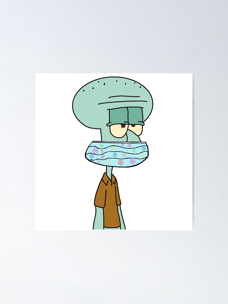 "Mask Wearing Squidward" Poster by roccodicosmo | Redbubble
