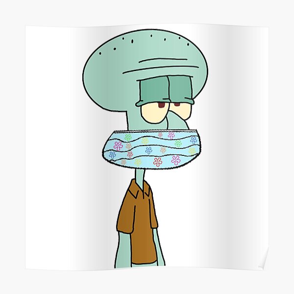 "Mask Wearing Squidward" Poster by roccodicosmo | Redbubble