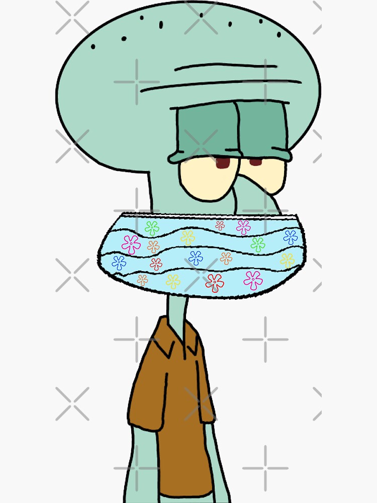 "Mask Wearing Squidward" Sticker for Sale by roccodicosmo | Redbubble