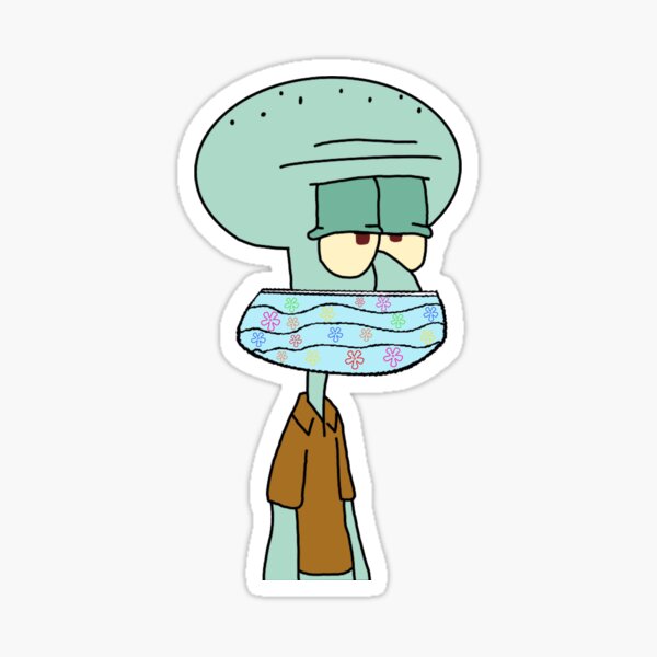 "Mask Wearing Squidward" Sticker for Sale by roccodicosmo | Redbubble