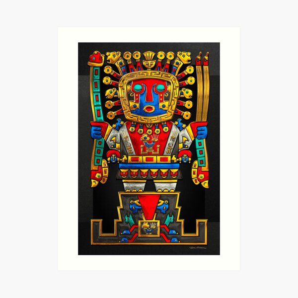 "Incan Gods - The Great Creator Viracocha on Black Canvas" Art Print by ...