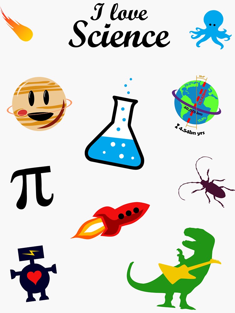 "I Love Science (black version)" Sticker by jezkemp | Redbubble