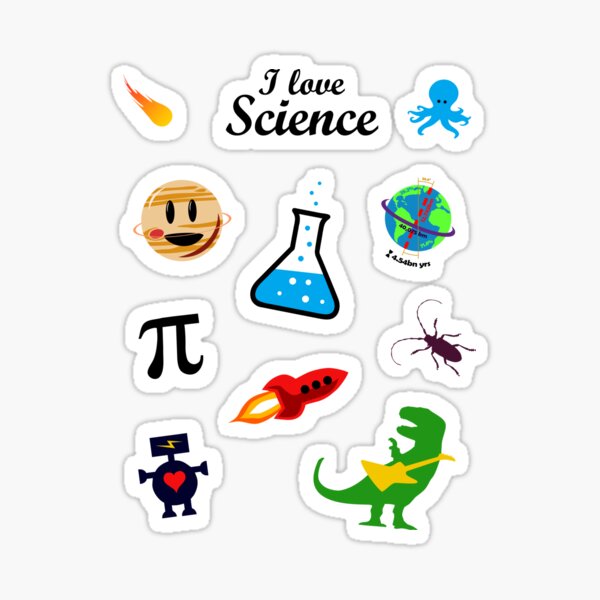 "I Love Science (black version)" Sticker for Sale by jezkemp | Redbubble