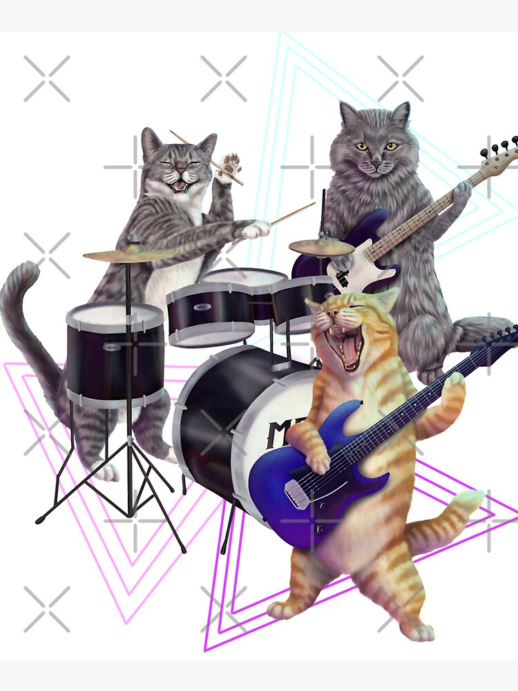 "Cat band- Rock band kitties playing the bass, electric guitar, and ...