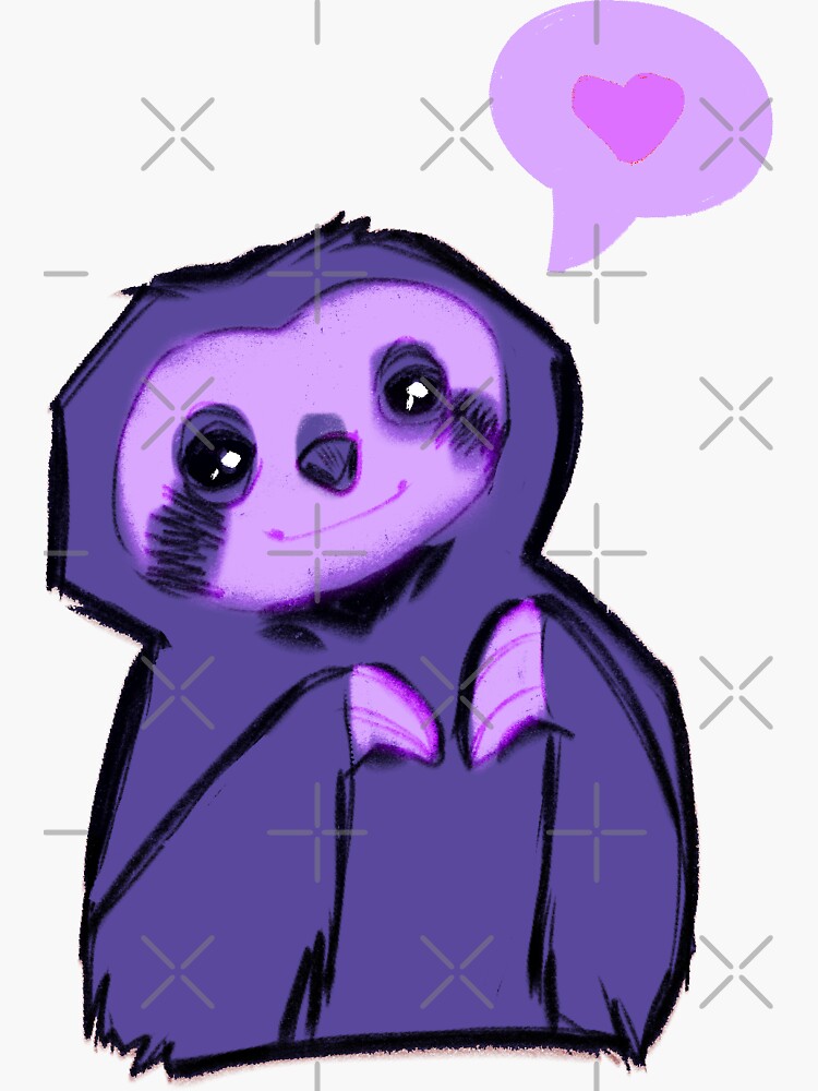 "purple sloth" Sticker by tiredzoe | Redbubble