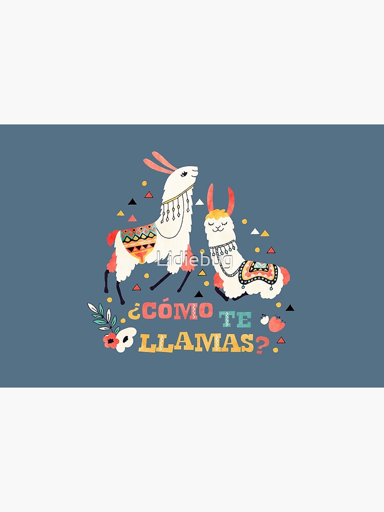 "Como te Llamas. Funny Spanish Word Humor. Flowers and two Llamas" Mask ...