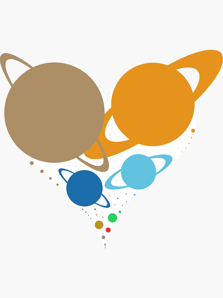 "Solar System Heart (to scale) dark version" Sticker for Sale by ...