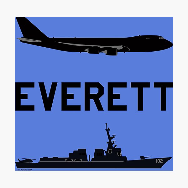 "Boeing 747-8F and Navy Destroyer, Everett icons" Photographic Print by ...