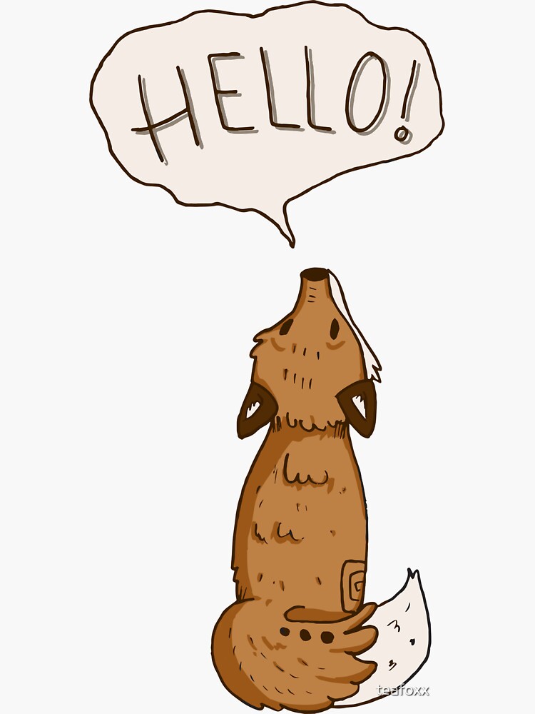 "Hello! - Cute Fox" Sticker for Sale by teafoxx | Redbubble