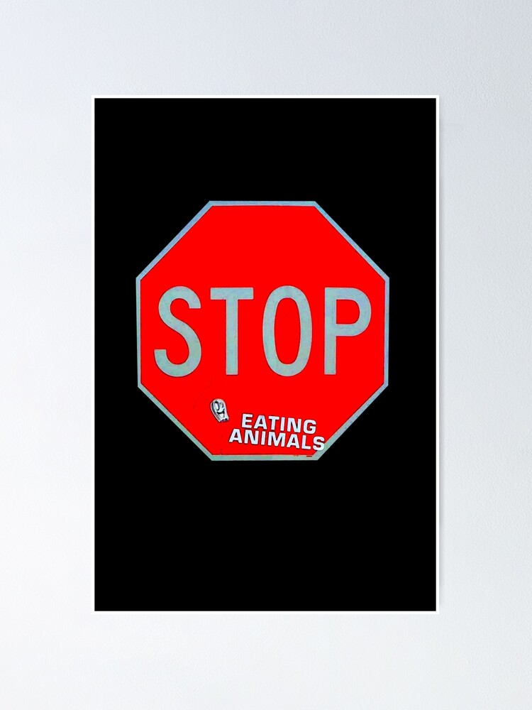 "Stop eating animals vegan animal rights activist gift vegetarian sign ...