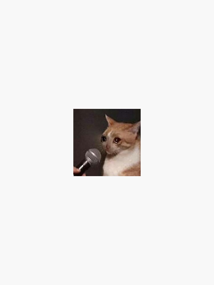 "Sad Microphone Cat Meme" Sticker for Sale by westiepups | Redbubble