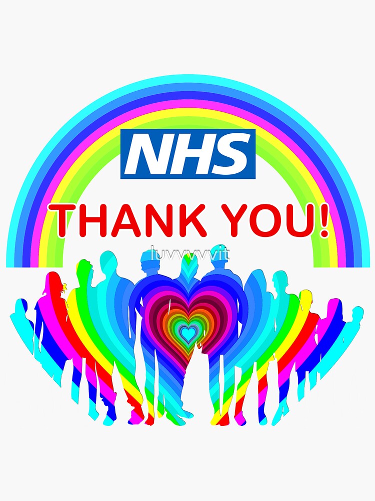 "NHS Thank You rainbow design with Love Heart" Sticker for Sale by ...