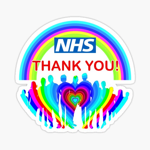 "NHS Thank You rainbow design with Love Heart" Sticker for Sale by ...