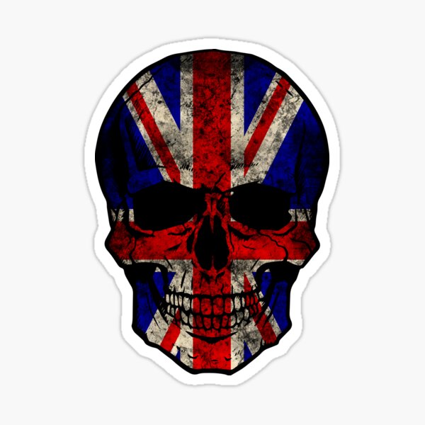 "Vintage Skull Head - Union Jack UK Flag" Sticker for Sale by ...