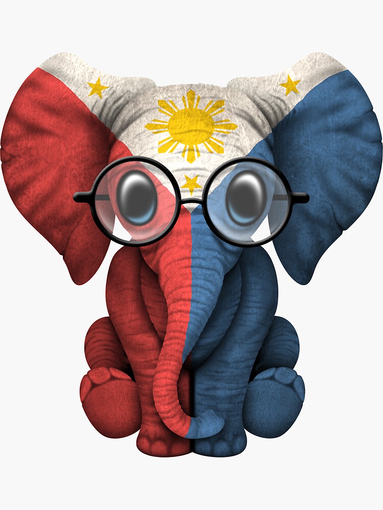"Baby Elephant with Glasses and Filipino Flag" Sticker for Sale by ...