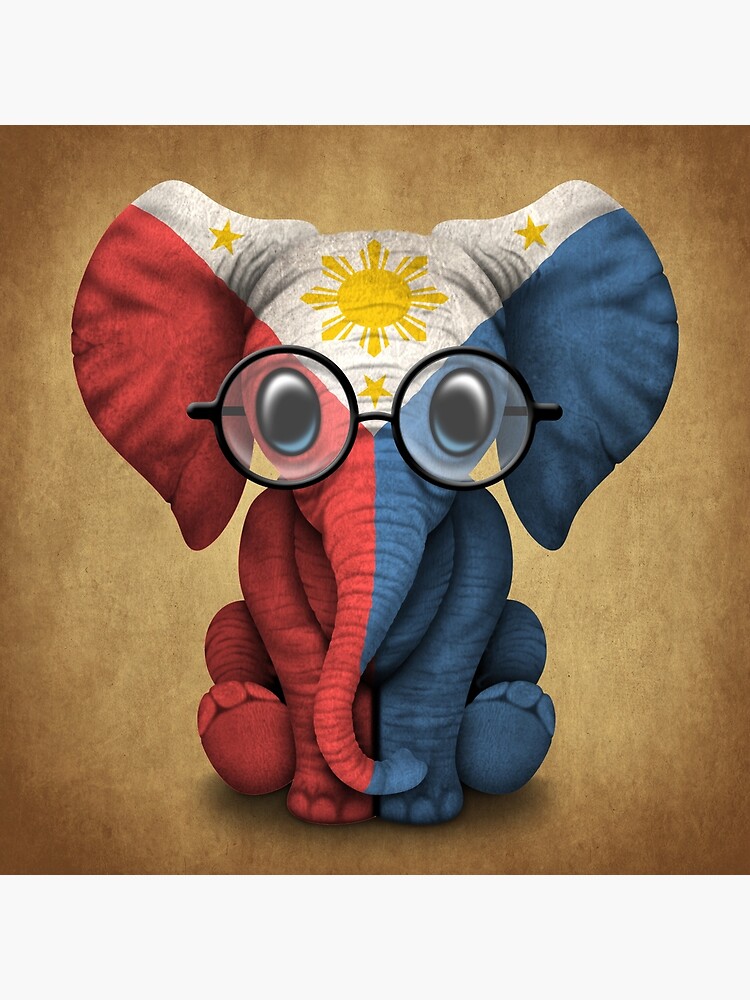 "Baby Elephant with Glasses and Filipino Flag" Poster for Sale by jeff ...