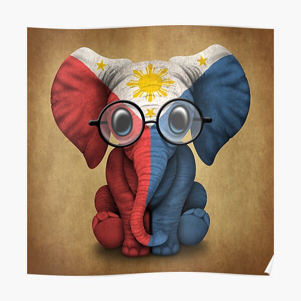 "Baby Elephant with Glasses and Filipino Flag" Poster by JeffBartels ...