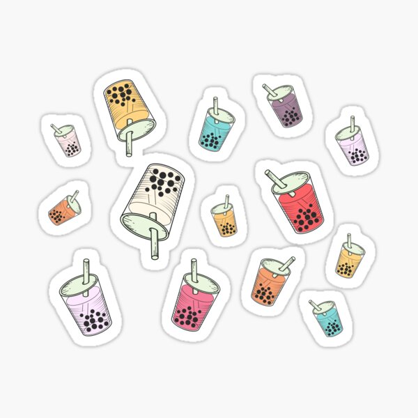 "Colorful Boba Bubble Tea Pink Pattern" Sticker for Sale by RealKindCo ...