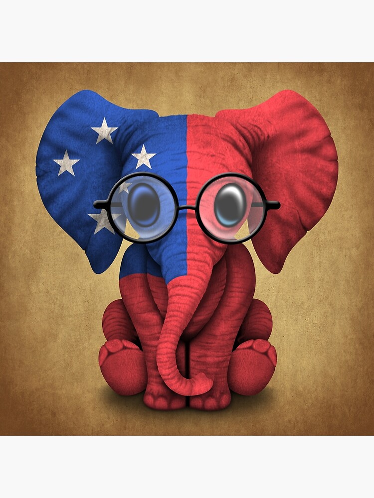 "Baby Elephant with Glasses and Samoan Flag" Poster by JeffBartels ...