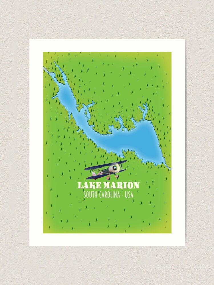 "lake marion South Carolina USA map" Art Print by vectorwebstore ...