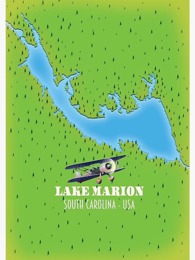 "lake marion South Carolina USA map" Art Print by vectorwebstore ...
