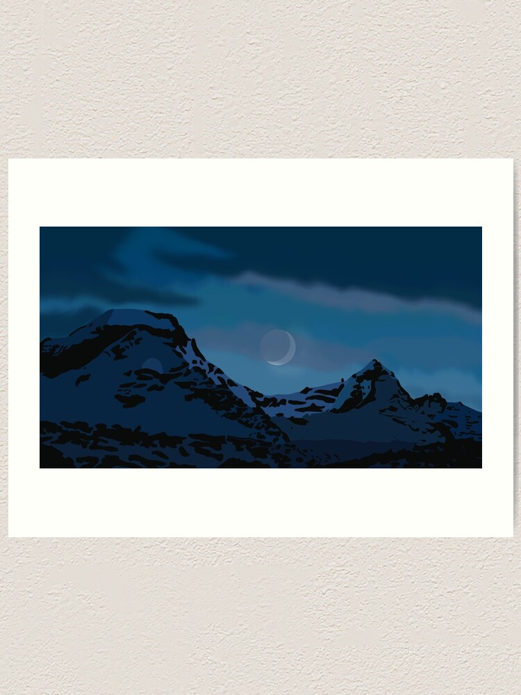 "Cold night sky with cresent Moon" Art Print by Engin1881 | Redbubble