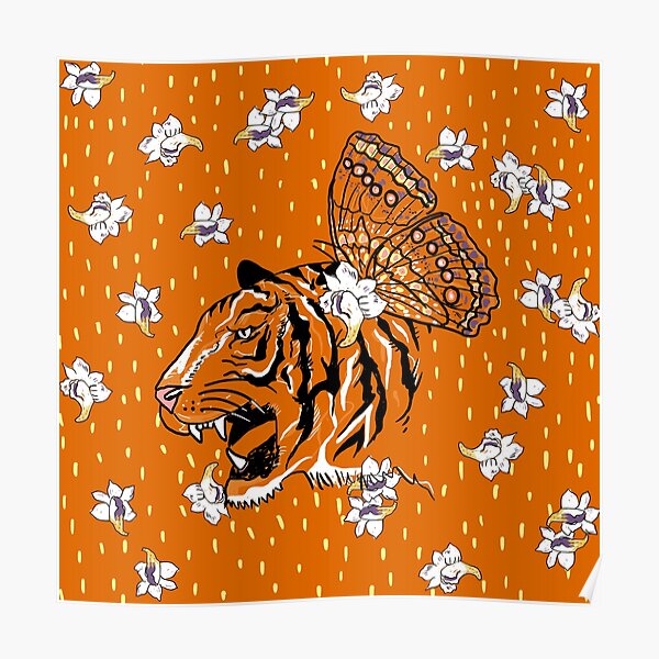 Póster «Tigresa, tigre de bengala real, mariposa, projapoti, baghini ...