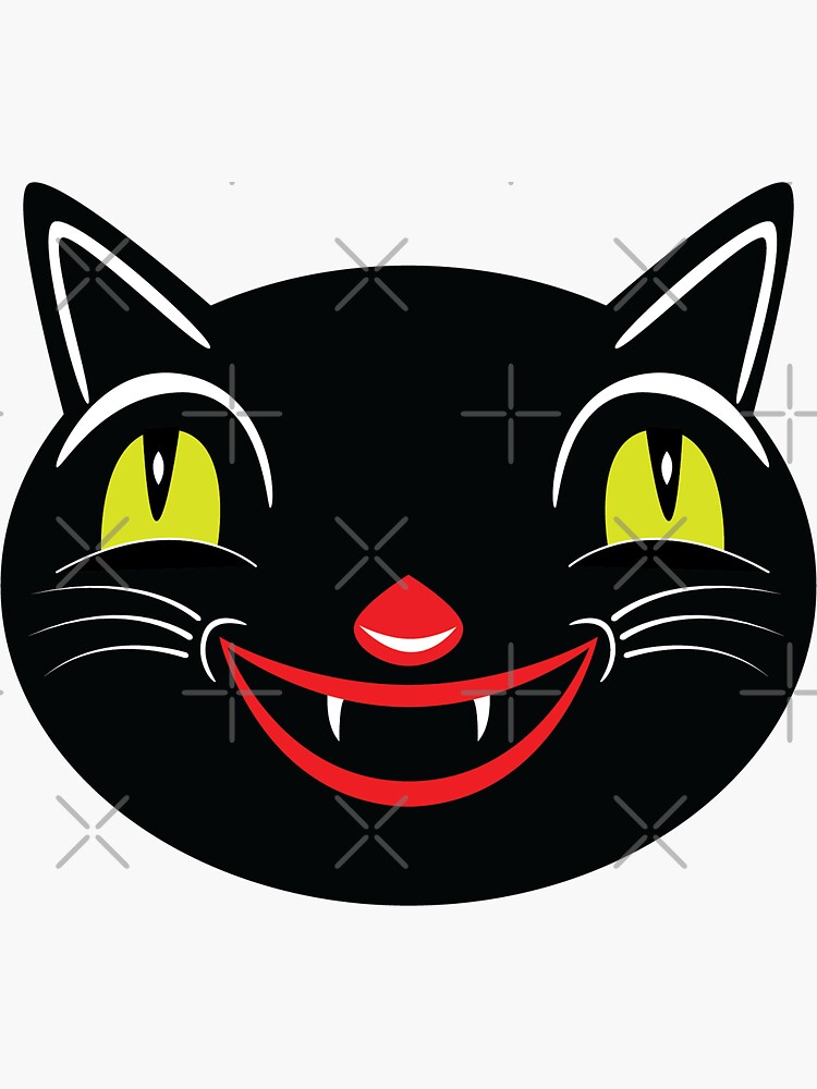 "Smiling Black Cat Face" Sticker for Sale by JaneApril | Redbubble