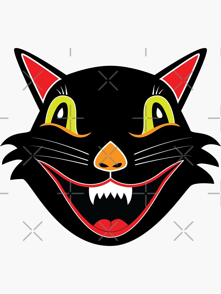 "Smiling Black Cat Face" Sticker for Sale by JaneApril | Redbubble