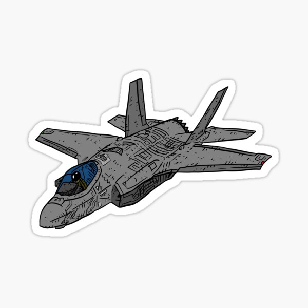 "F35 fighter jet. military aircraft. JSF" Sticker by jjartanddrawing ...